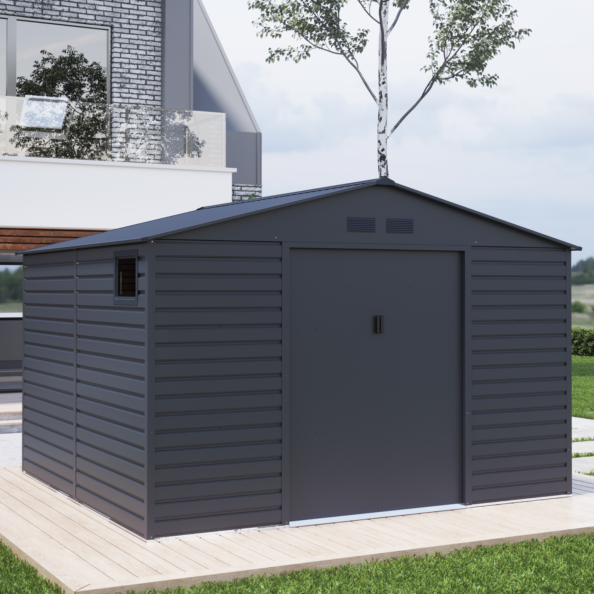 BillyOh Upton Apex Metal Shed - 11x10.5ft Grey from Jintian Forging Co ...